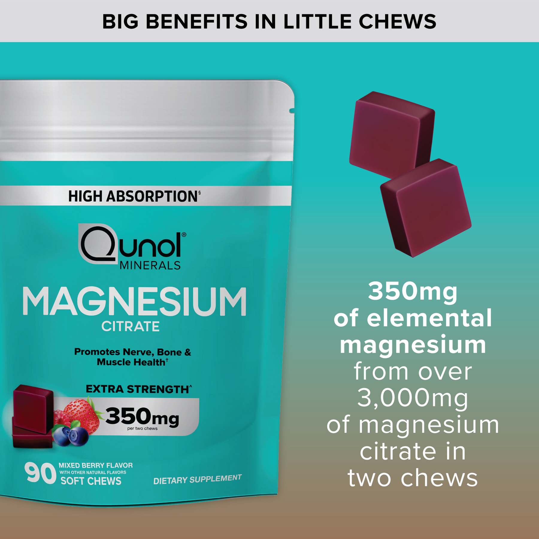 Magnesium Citrate Chews – Soft Magnesium Chewables | Qunol