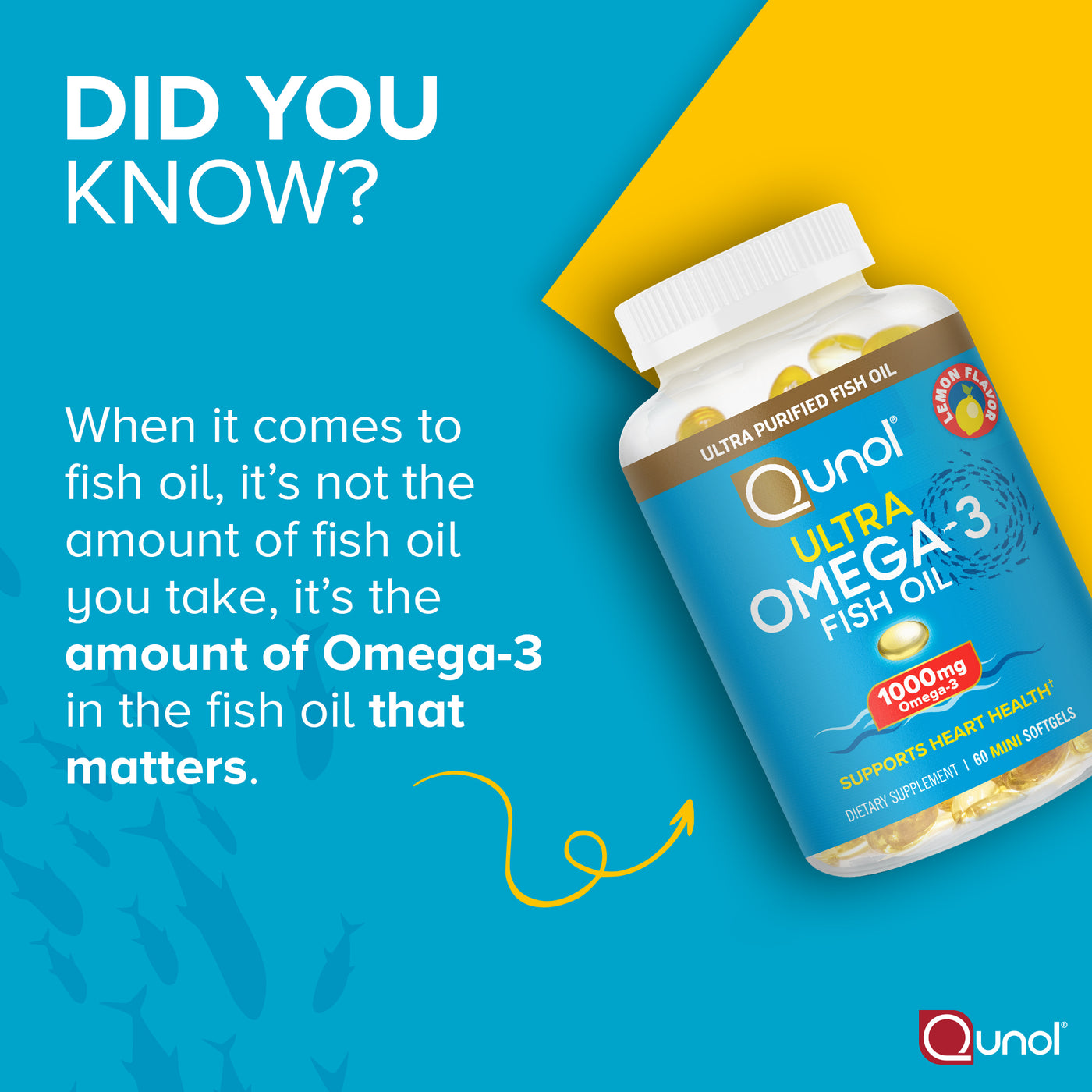 Omega-3 Mini Fish Oil Pills, 1000mg | Qunol
