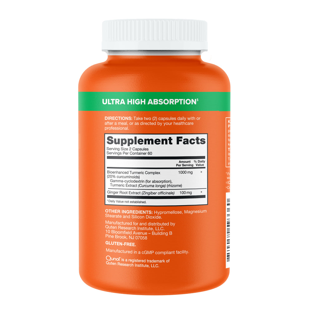 Turmeric + Ginger Capsules, 1100mg | Qunol