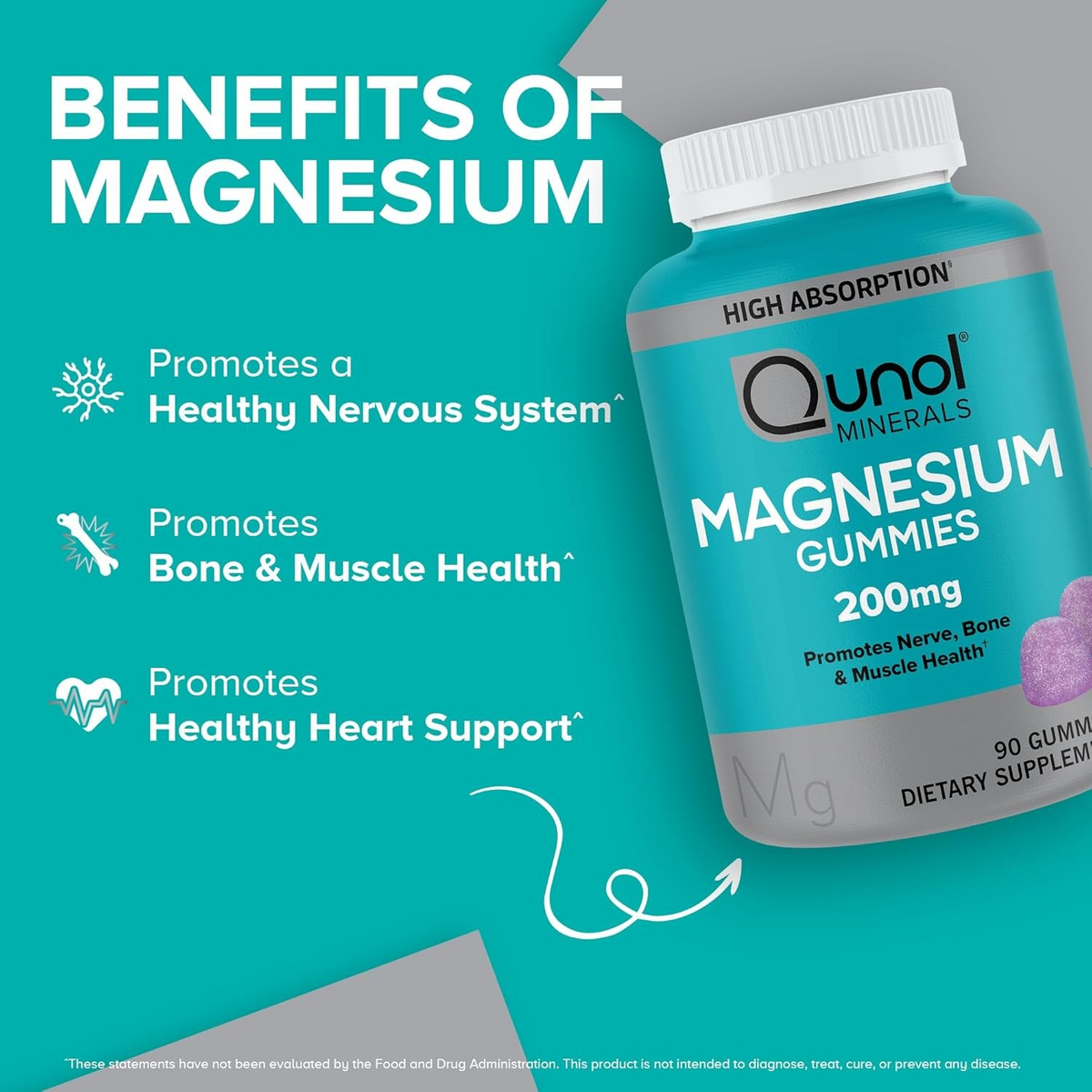 Magnesium Gummies for Adults, 200mg | Qunol