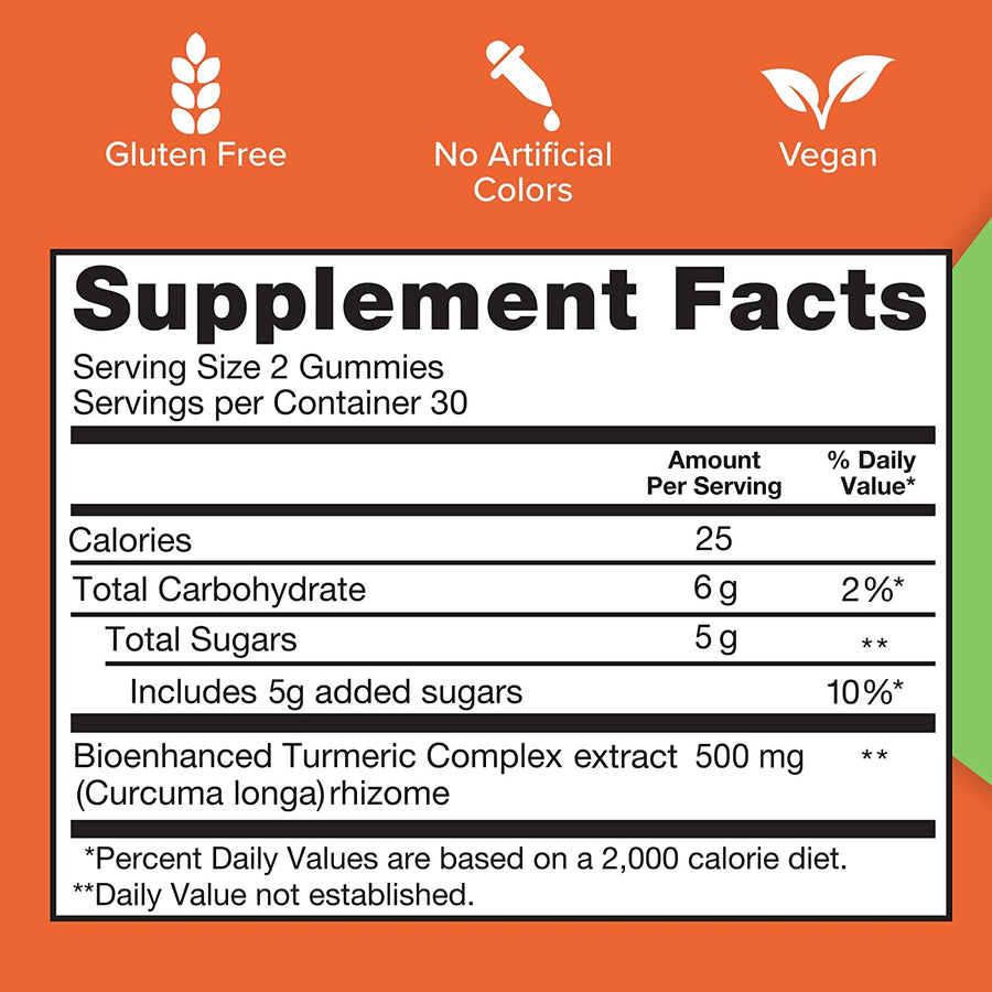 Turmeric Curcumin Gummies, 500mg | Qunol