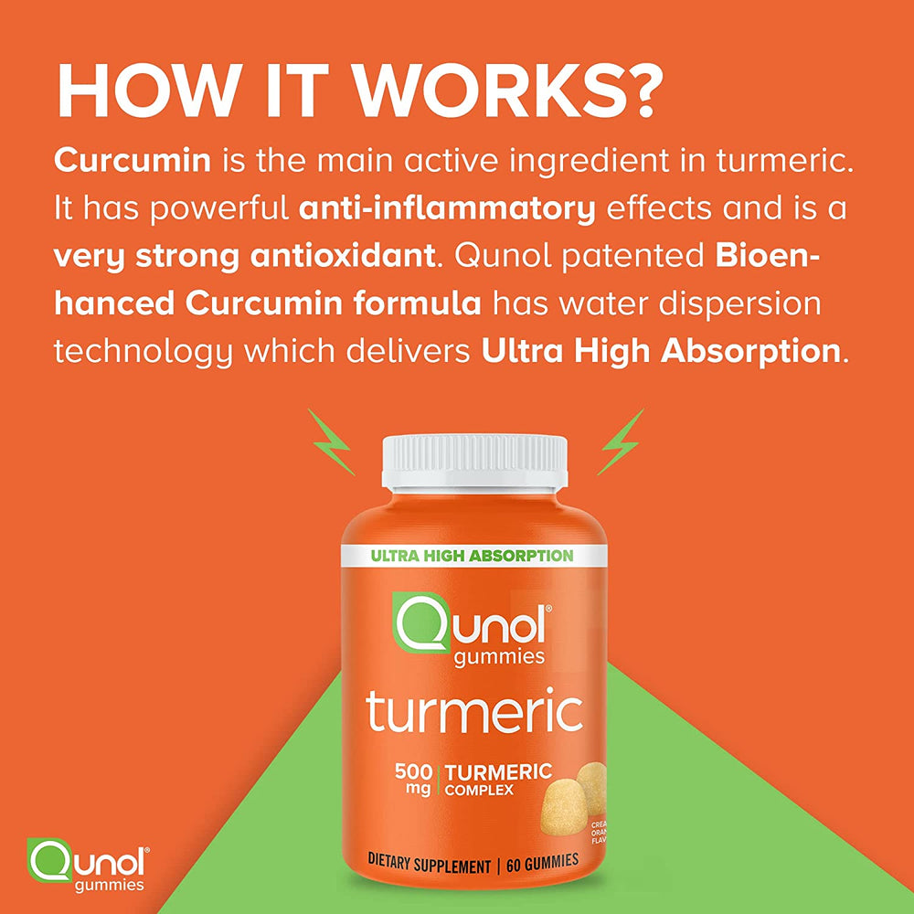Turmeric Curcumin Gummies, 500mg | Qunol