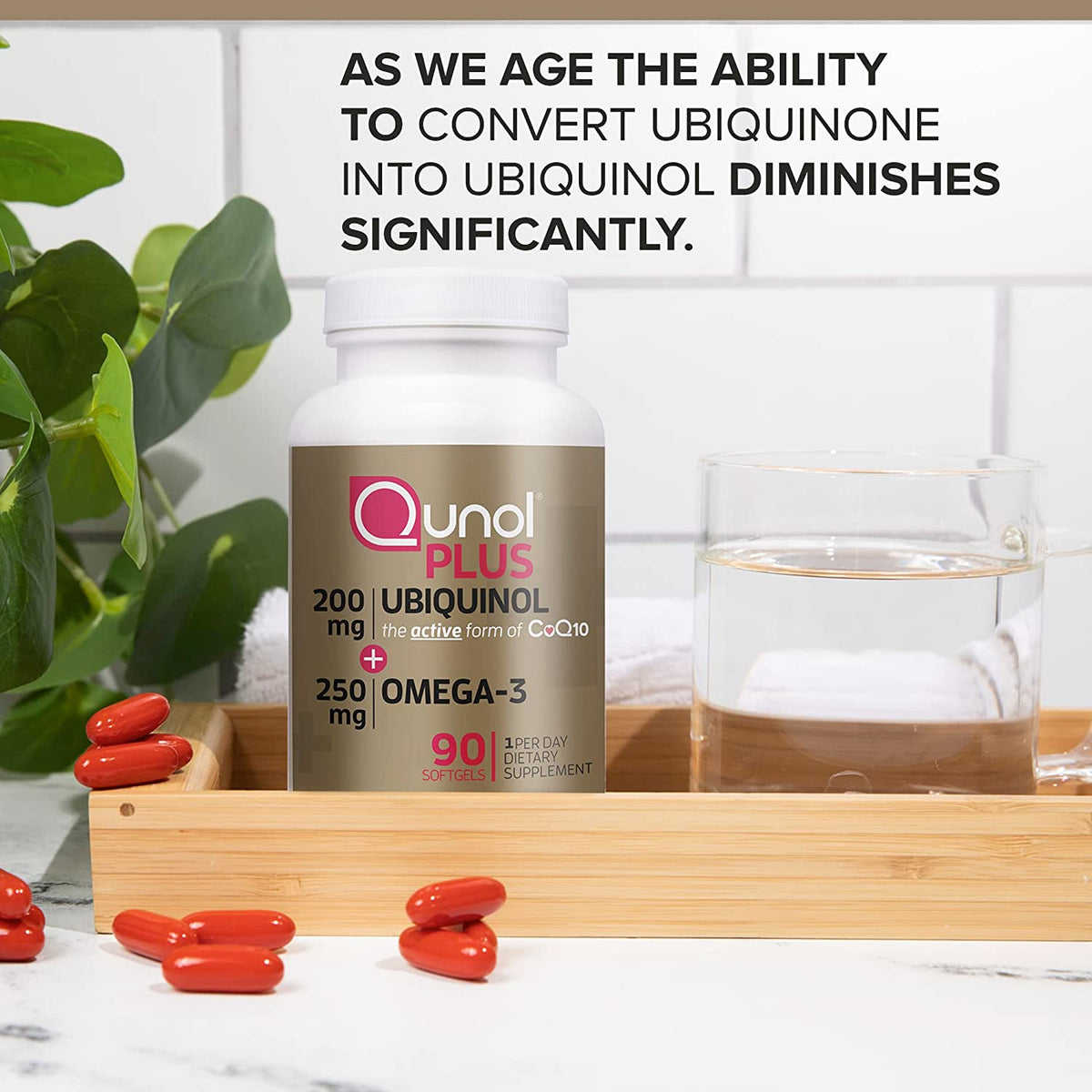 Qunol® Plus Extra Strength Ubiquinol + Omega-3 - Active Form of CoQ10