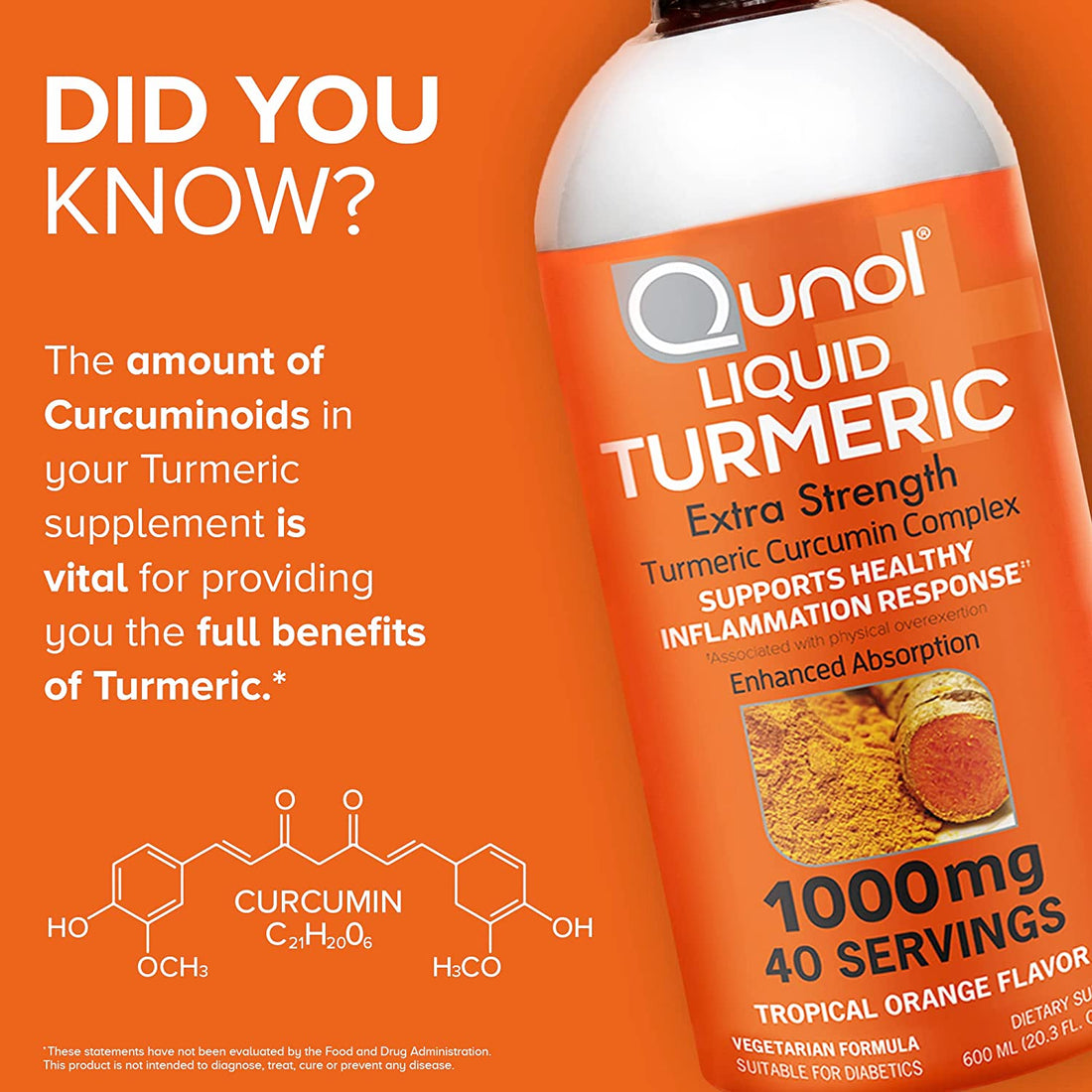 Liquid Turmeric Curcumin, 1000mg | Qunol