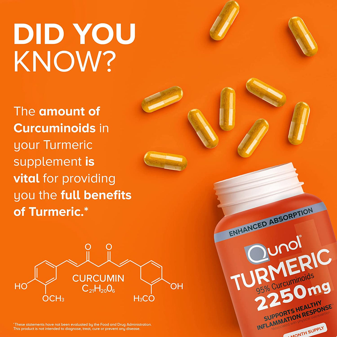 Turmeric Curcumin with Black Pepper Extract, 2250mg | Qunol